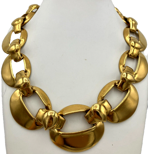 Large Chunky YSL Yves Saint Laurent Statement Chain Link Necklace Gold Tone | eBay