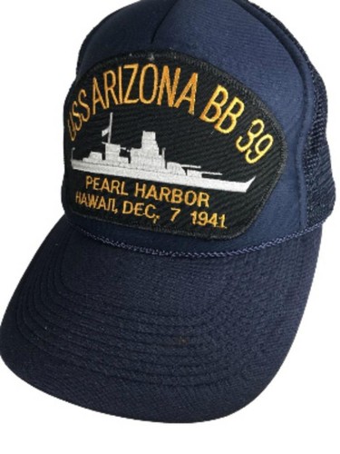 Baseball Trucker Snapback Vtg Dad Hat Cap USS Arizona BB39 Pearl Harbor ...