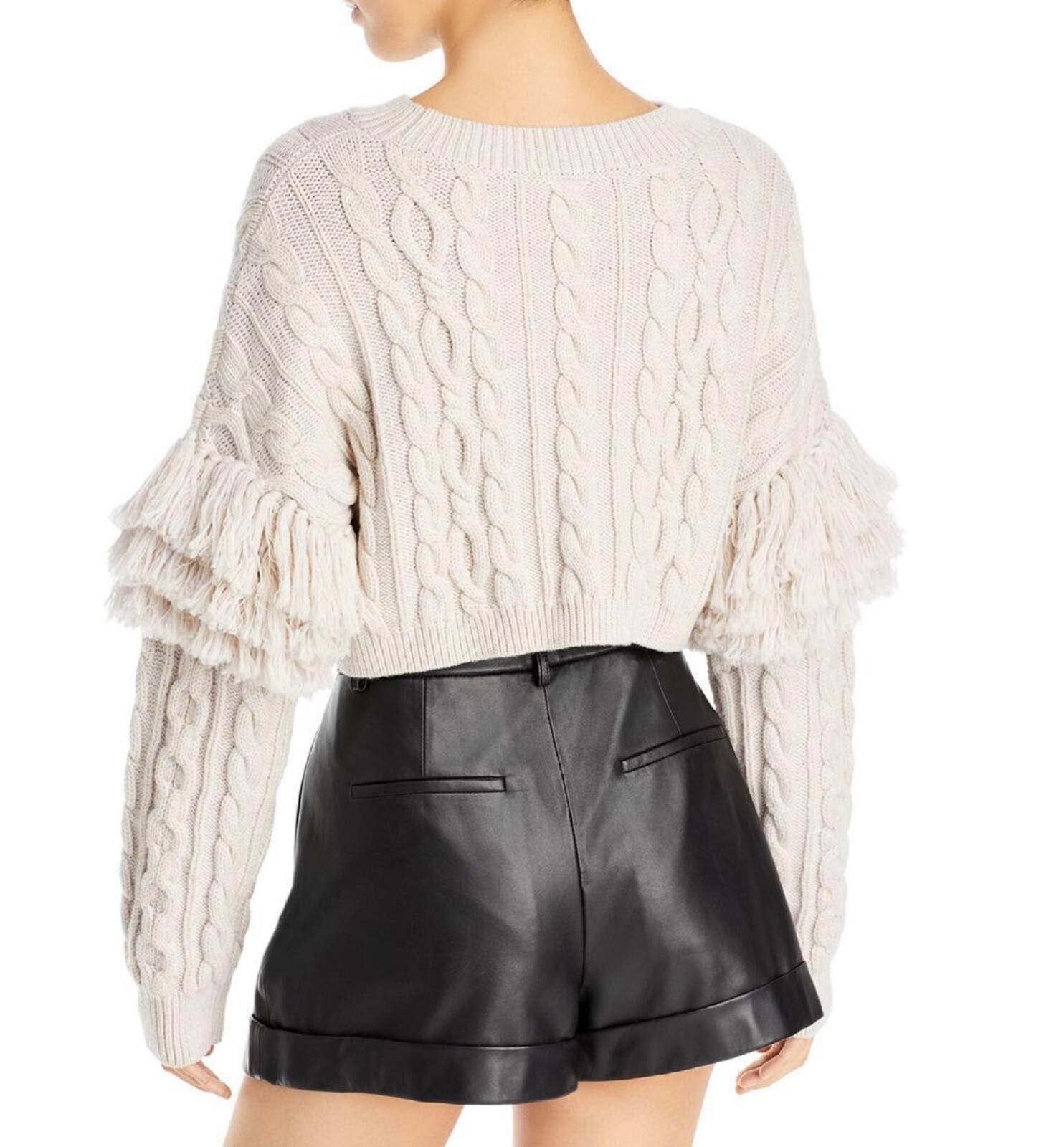 Alice+Olivia Luxury Chunky Lightweight Wool Fringed Oat Pullover ...