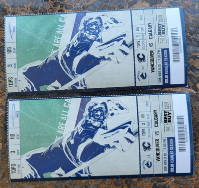 Calgary Flames Vancouver Canucks Ticket NHL March 14, 2010 Daniel ...
