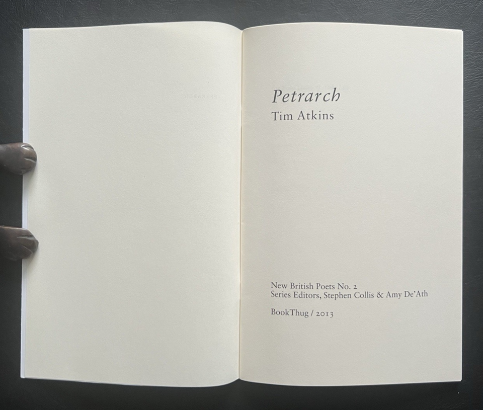 2013 Poetry Chapbook “Petrarch” by Tim Atkins, Book Thug New British Poets, # 2 | eBay