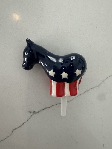 Nora Fleming Retired DEMOCRATIC DONKEY Mini Red White & Blue Flawless ...