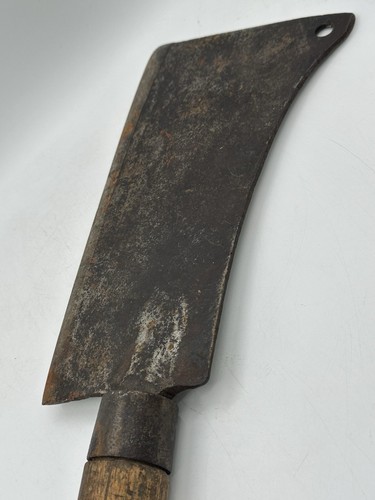 Antique Meat Cleaver hog splitter Hand Forged Thick Blade 7” Heavy Farm ...