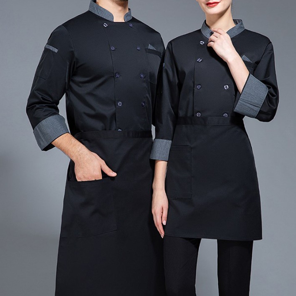 Unisex Mens Longsleeve Chef Coats Jackets Kitchen Workwear Cooking ...