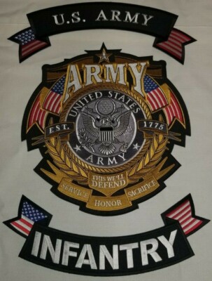 USARMY "INFANTRY" 11" CENTER BACK PATCH UPPER / LOWER ROCKERS 3 PIECE ...