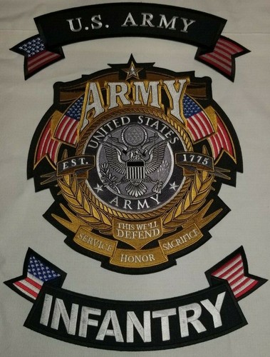 USARMY "INFANTRY" 11" CENTER BACK PATCH UPPER / LOWER ROCKERS 3 PIECE ...