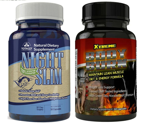 Night Slim Weight Loss Sleep Aid & Xtreme Body Fat Burner Lean Muscle ...