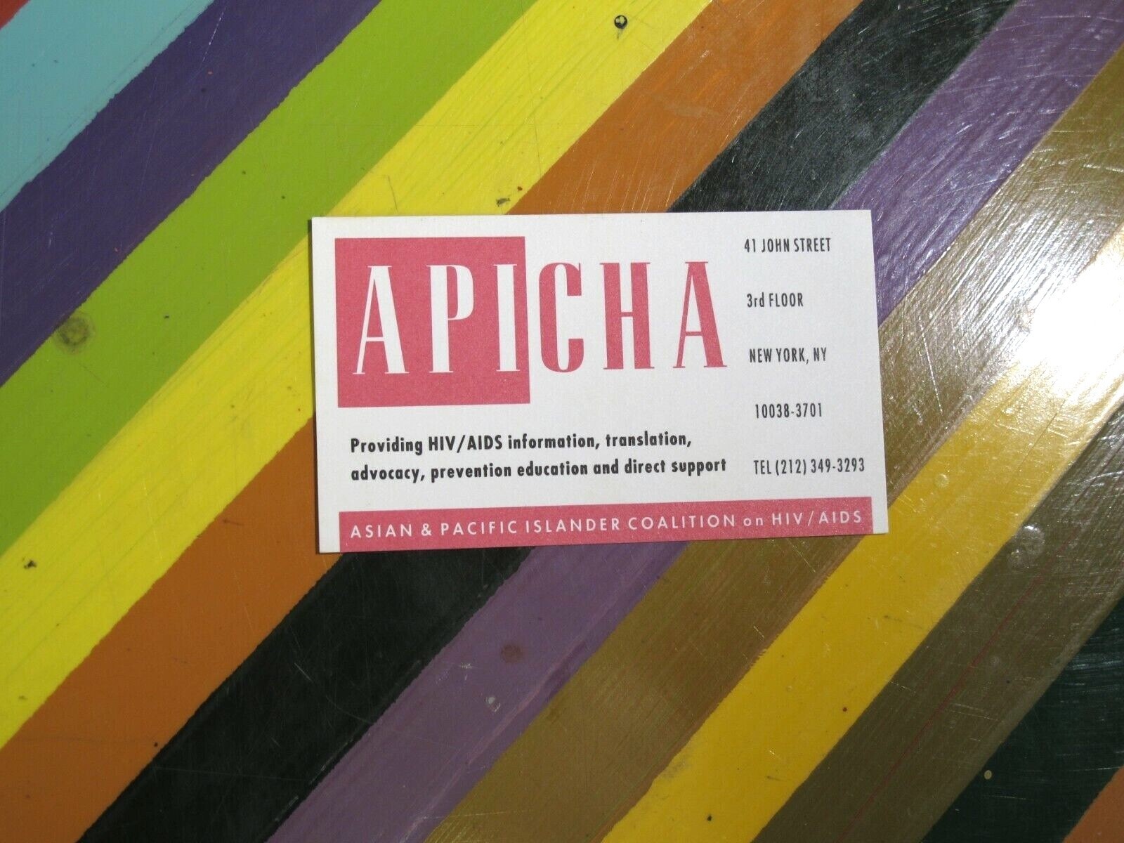 vtg gay ephemera card - APICHA business card Asian Pacific Islander ...