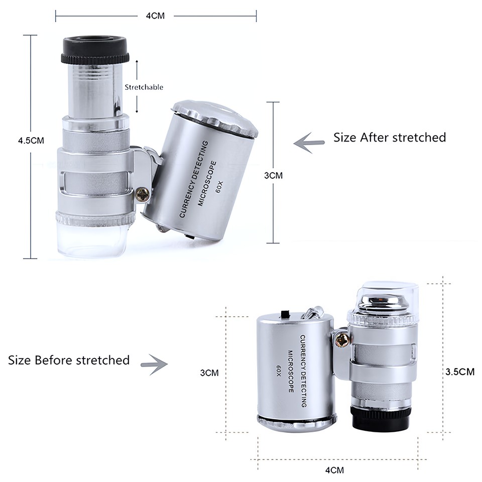 60X Magnifying Loupe Jewelry Jewelers Pocket Magnifier Loop Eye Coins ...