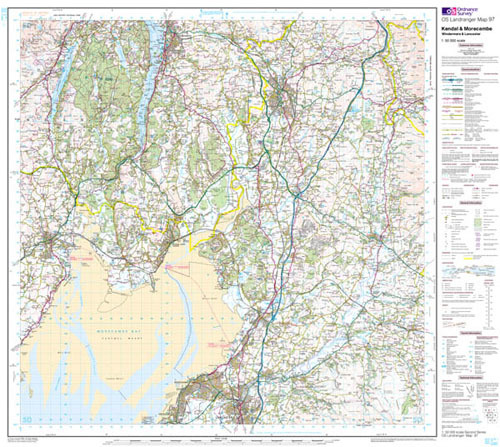 OS LANDRANGER MAP 97 KENDAL & MORECAMBE - FLAT EDITION, WALL MAP | eBay UK