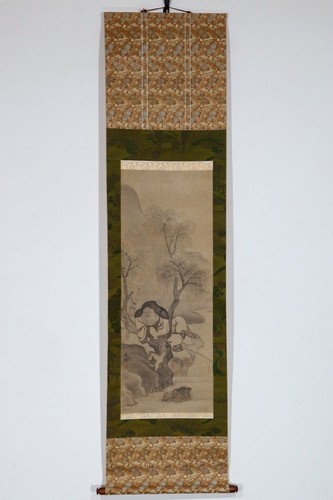 Antique Japanese Scroll "Azuma Toyo / Fishing in the fall" Late Edo ...