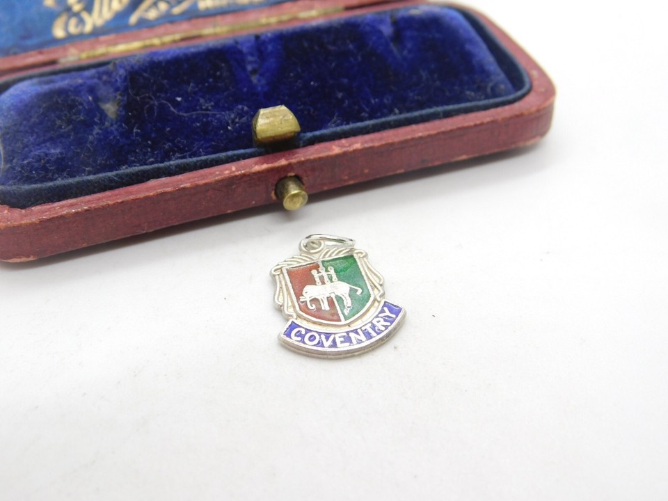 Sterling Silver & Enamel Coventry Crest Charm Pendant Vintage c1970 ...