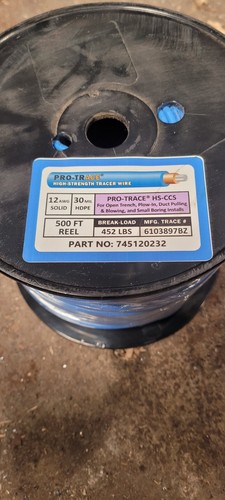 500ft SPOOL/ REEL PRO-TRACE HS-CCS BLUE HIGH STRENGTH TRACER WIRE 12 ...