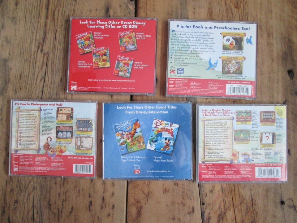 Vintage Disney Winnie the Pooh CD-ROM Lot Preschool Kindergarten Math ...