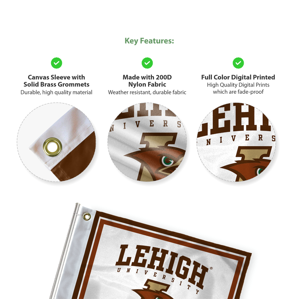 LeHigh University LU Mountain Hawks Golf Flag - With Tube or Grommets ...