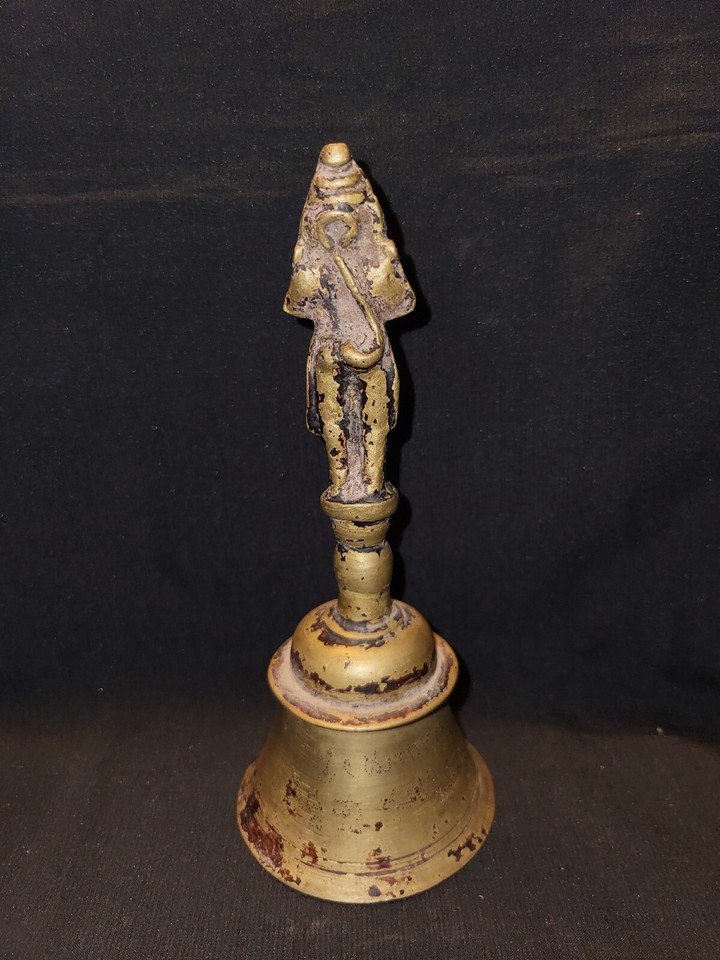 Antique Traditionnel Indian Ritual Bronze Puja Cloche & Hanuman Sur ...
