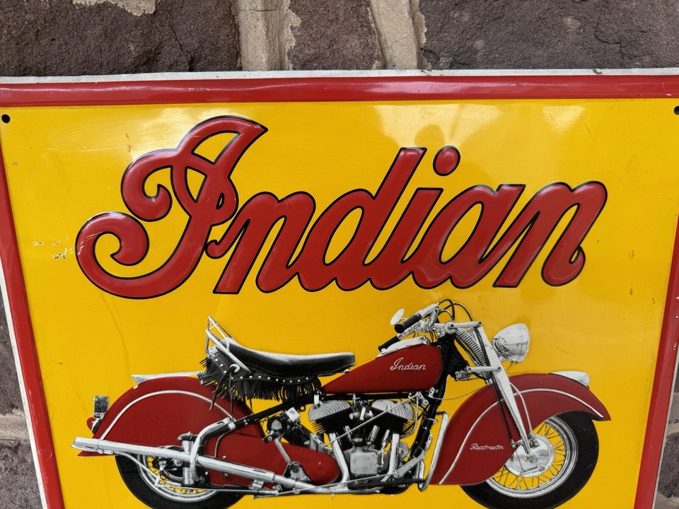 Vintage Indian Motorcycle Sign Single Side Painted Embossed | eBay