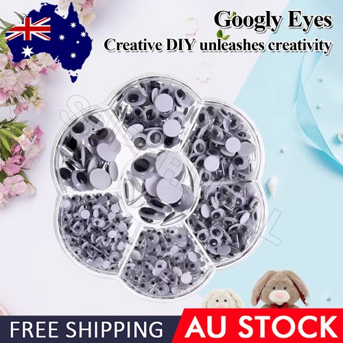 700x Google Googly Eyes Joggle Moveable Black Eye Wiggly Craft Stick On ...