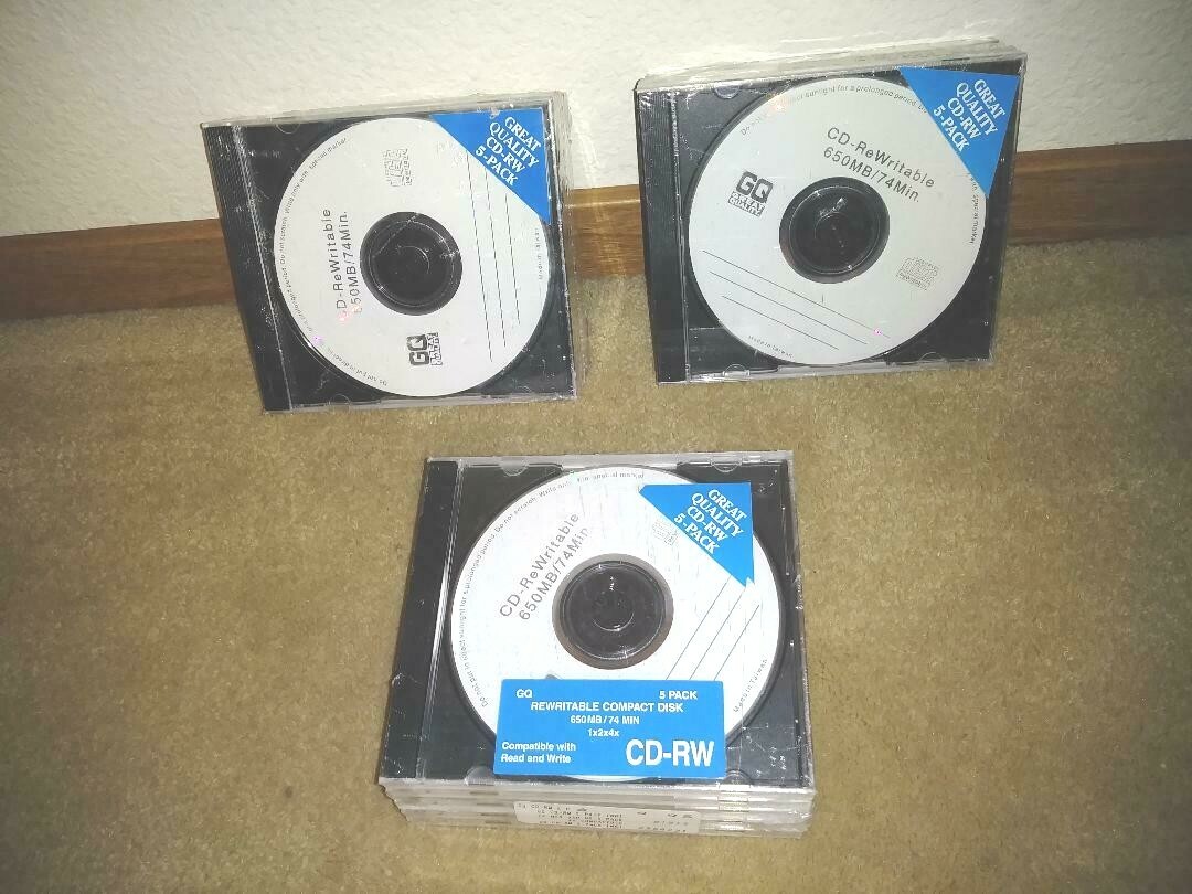Lot Pack 15 New Sealed CD-ReWriteable (each 650MB/ 74 min) by GQ Great ...