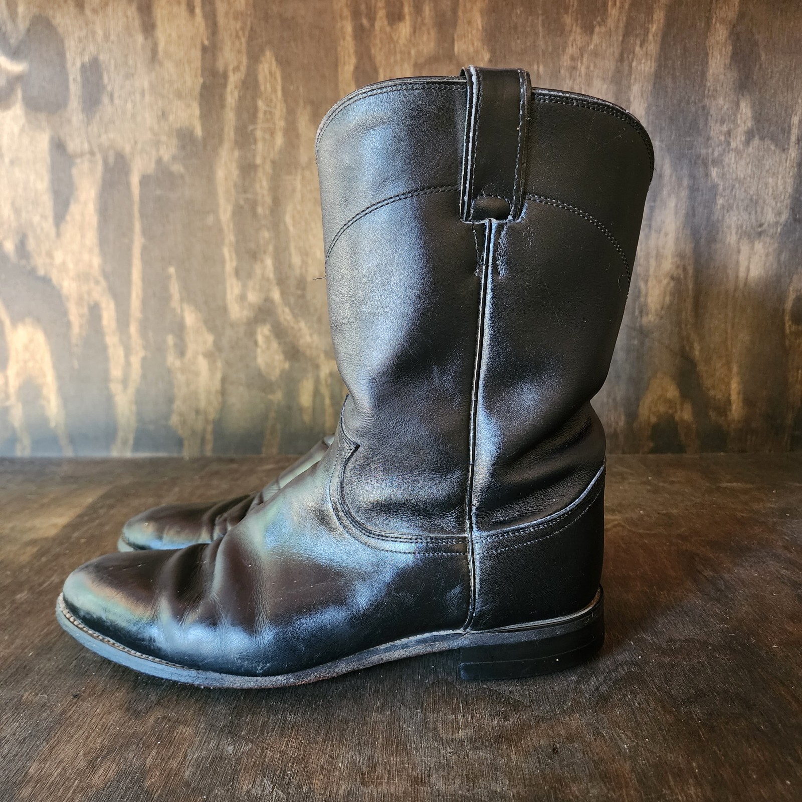 Justin Ropers 3133 Men's Black Cowboy Boots Size 9.5D | eBay