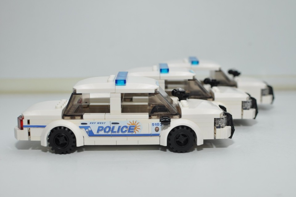 3x Custom Police Car Crown Vic White Model compatible with Real LEGO ...