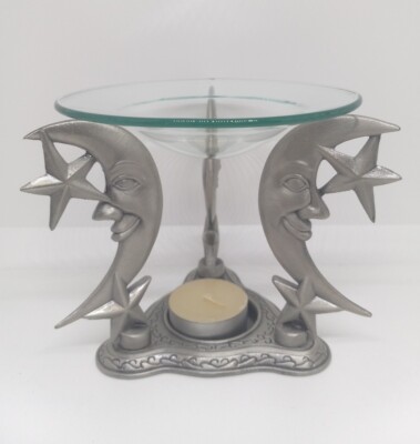 Pewter Moon and Stars Celestial Essential Oil Warmer - 4.25 Inches High ...