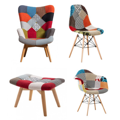 Vintage-Inspired Ergonomic Patchwork Dining Chair | Retro Modern Design ...
