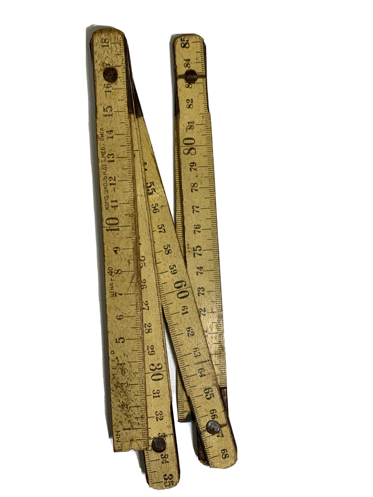 Vintage Wooden Folding Ruler USSR Soviet Latvia Riga 100 CM Measurement ...