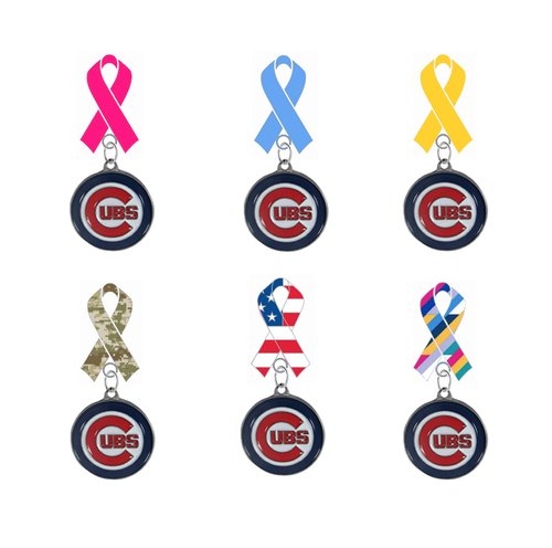Chicago Cubs Ribbon Lapel Pin Pink Cancer Blue Yellow Camo USA Flag ...