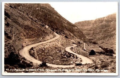 Shell Creek Canyon Wyoming~Greybull-Sheridan Road Switchback~1930s RPPC ...