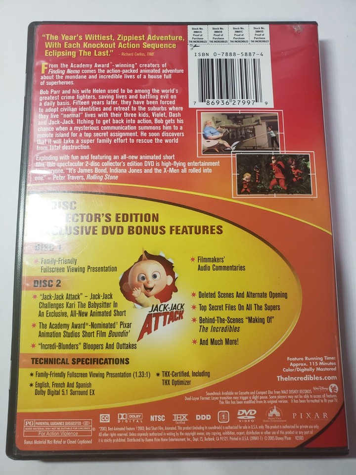 The Incredibles (DVD, 2-Disc Set, Fullscreen, Collectors Edition) | eBay