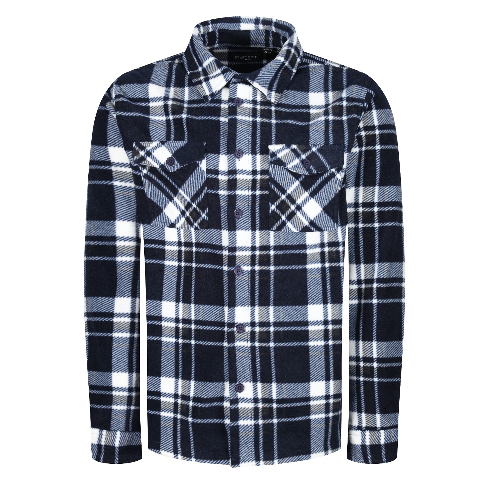 New Mens Overshirt Button Up Long Sleeve Shacket Pocket Casual Check ...