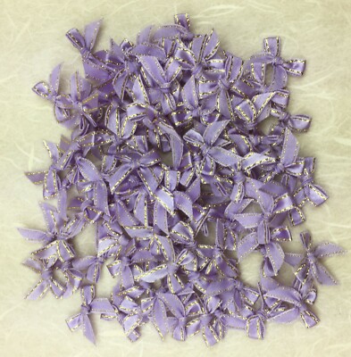 50 Lavender Satin 2cm Bows with Gold Stitching NEW | eBay Australia