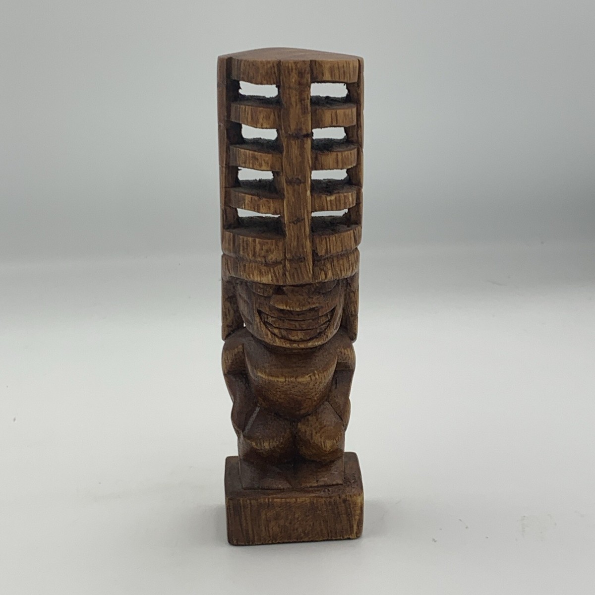 Tiki God Kane Tattoos 8" HAND CARVED WOOD KANALOA TIKI STATUE