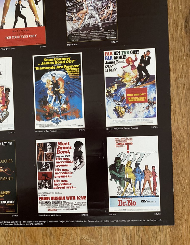 “THE JAMES BOND Poster Checklist” 007 Movies Poster (unframed) 27” x 38 ...