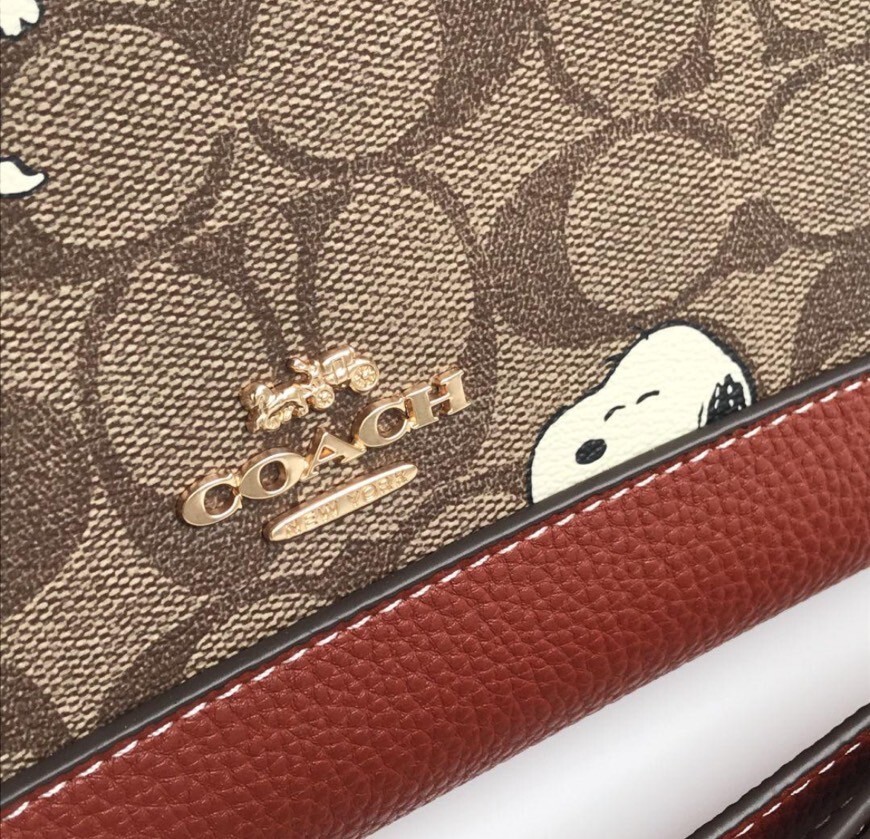 COACH X PEANUTS Snoopy Dempsey Carryall Signature Snoopy Woodstock ...