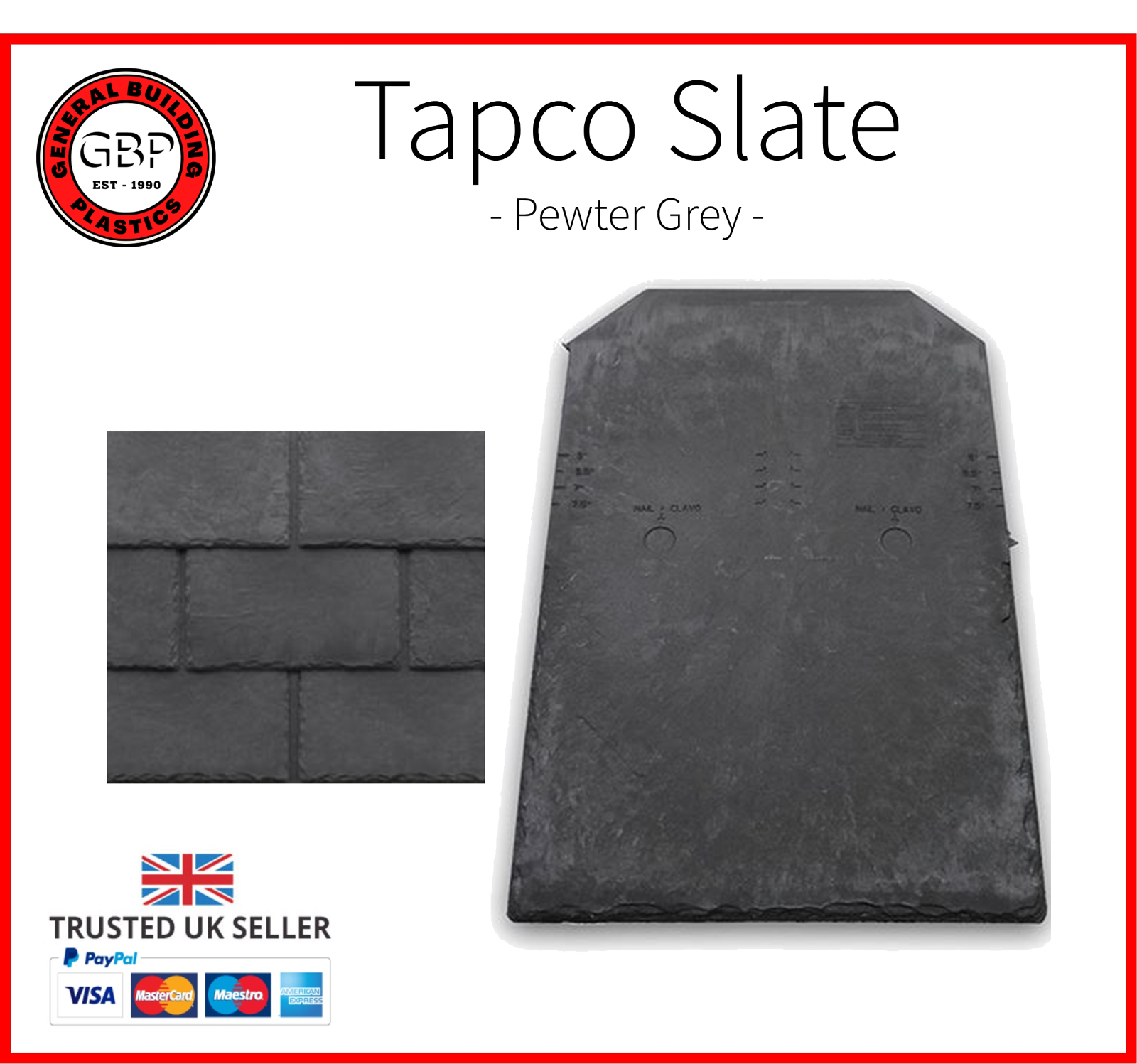 Tapco Roof Tile Conservatory Slate Synthetic Porch Garage Shed Plastic ...