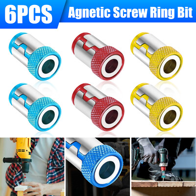 6 x Screwdriver Head Magnetic Ring Pivoting Bit Tip Screw Holder ...