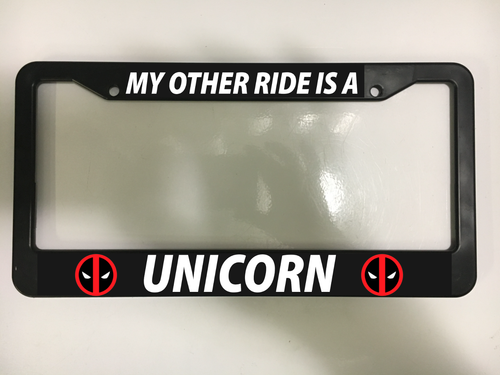 My Other Ride Is A Unicorn DeadPool Funny Super Hero Car License Plate ...