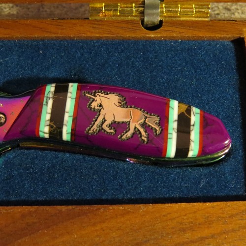 Kershaw Rainbow Chive Knife with Unicorn and Inlays by Brian ...