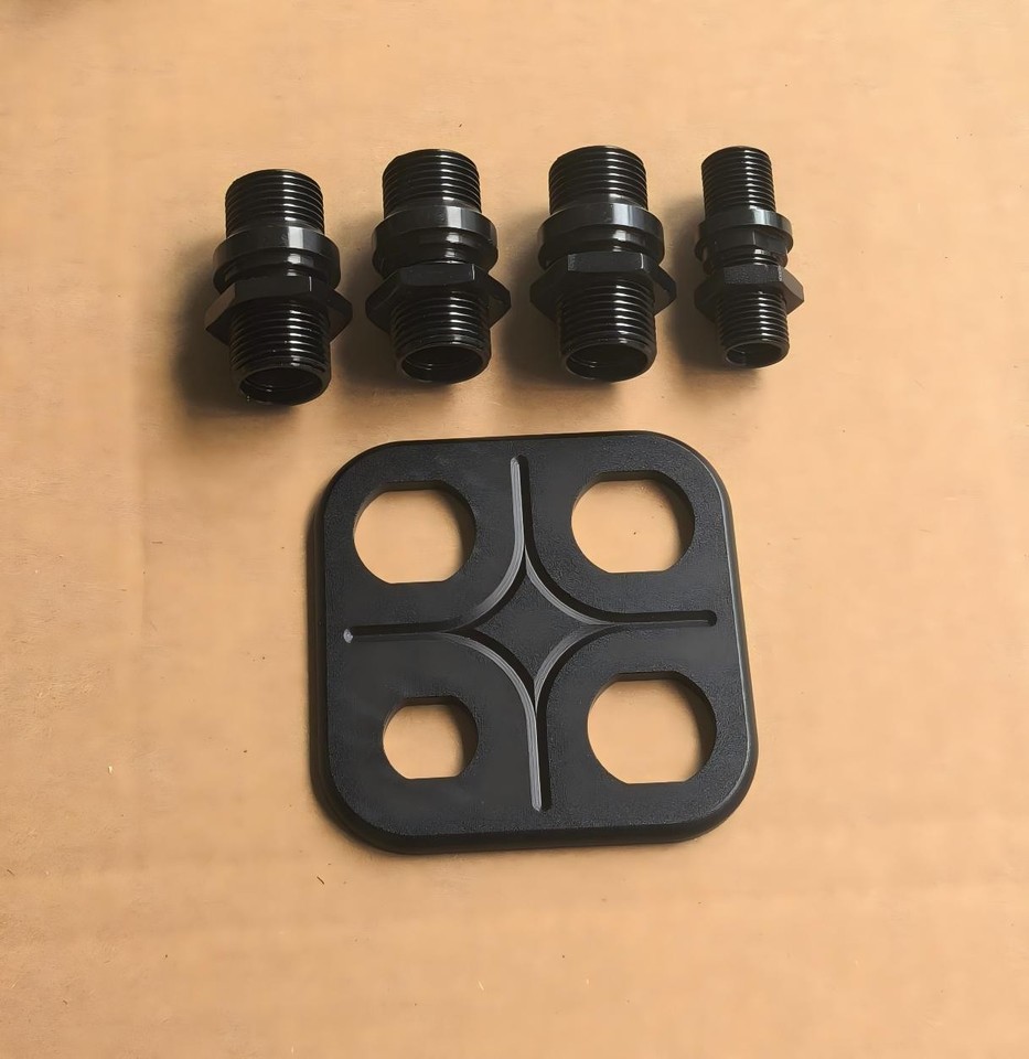 4-Port A/C & Heater Hose Firewall Bulkhead & Fittings Square Billet ...