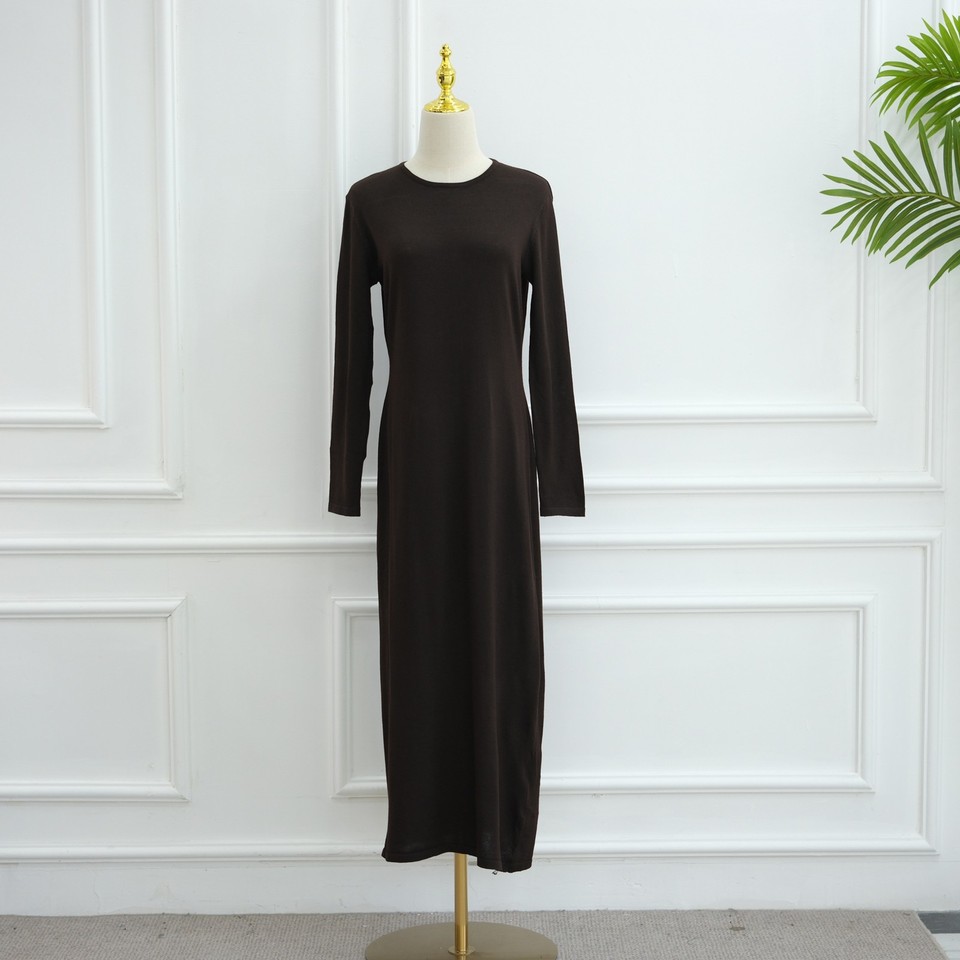 Soild Color Abaya Women Muslim Long Sleeve Maxi Dress Turkey Islamic ...