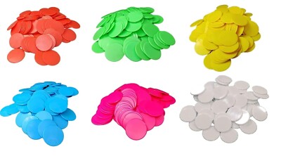 Plastic Round Shape Plain Coin Token Each Color 20 PCS TOTAL 120 Coins ...