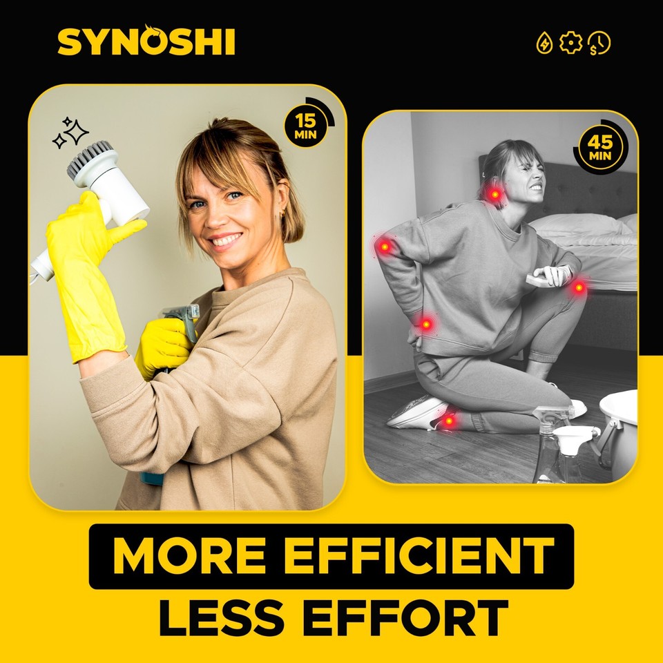 Synoshi® | Electric Spin Scrubber | Cordless Power Brush with 3 ...