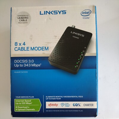 Linksys CM3008 DOCSIS 3.0 8x4 Cable Modem Up To 343 Mbps | eBay