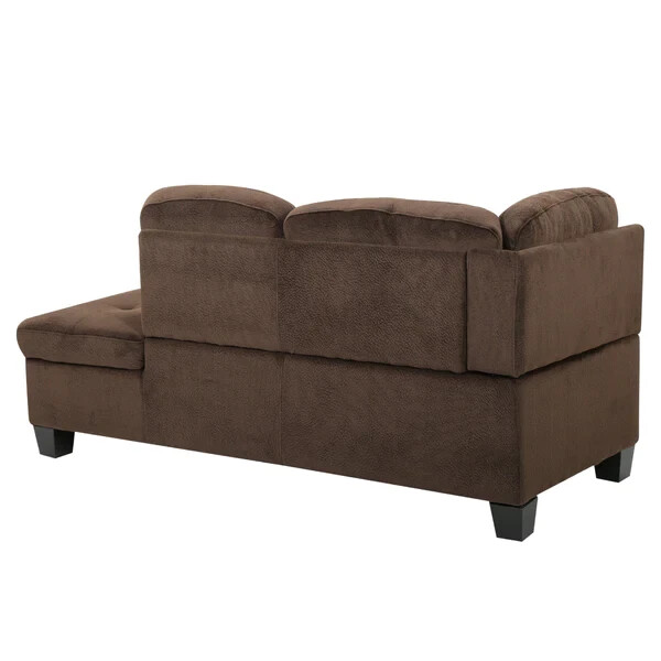 Chocolate Brown MicroSuede Fabric Sectional Sofa Set with Ottoman | eBay