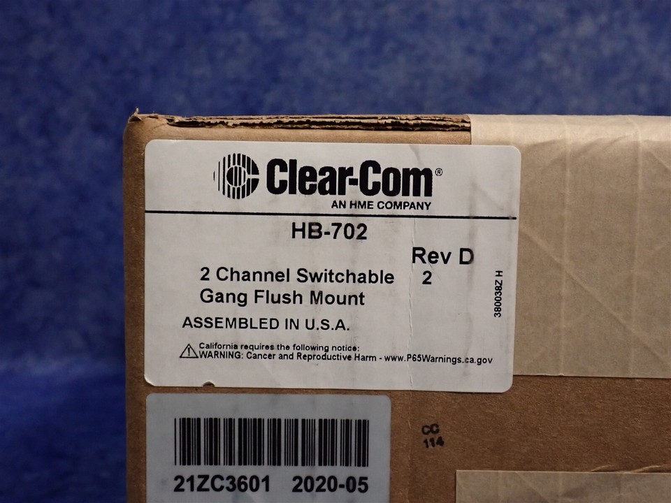 NEW Clear-Com HB-702 Encore 2-Channel Remote Headset Station, Flush ...
