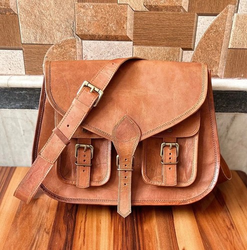 13" Women's Travel Saddle Vintage Leather Purse Crossbody Fat Bag ...