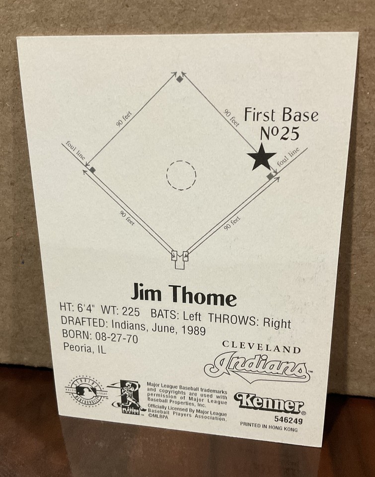 JIM THOME 1998 KENNER STARTING LINEUP CARD - CLEVELAND INDIANS | eBay