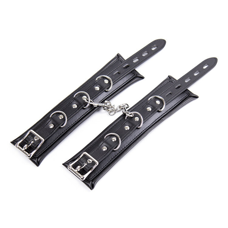 US Bondage Padded Handcuffs Ankle Neck Collar Cuffs PU Leather Choker ...